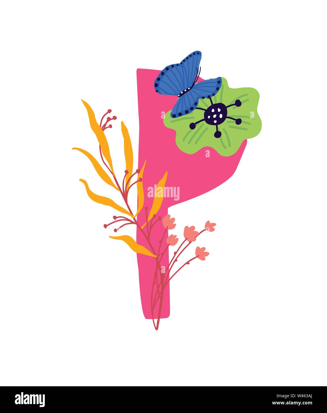 Illustration of the letter P in plants and flowers. Vector. Monogram ...