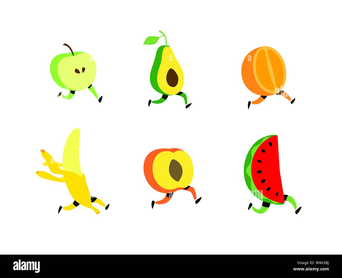 Running Cartoon Pictures Of Fruits And Vegetables