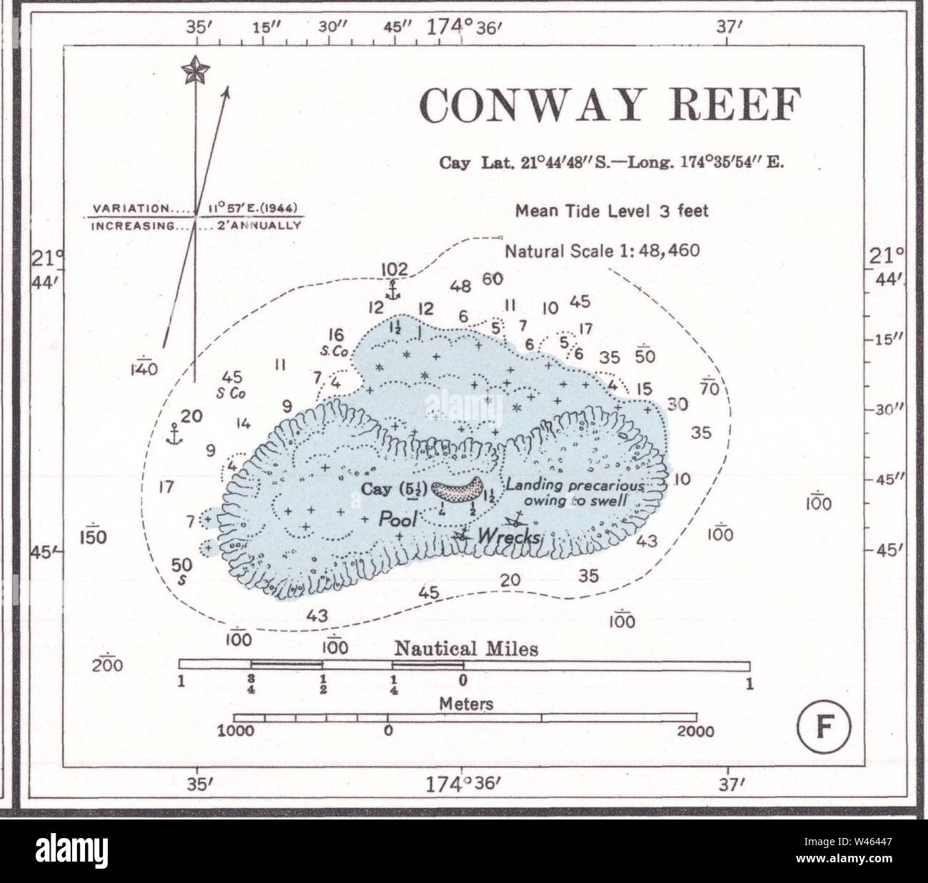 Conway Reef 1901 (Ceva-i-Ra) Nautical Chart Stock Photo - Alamy