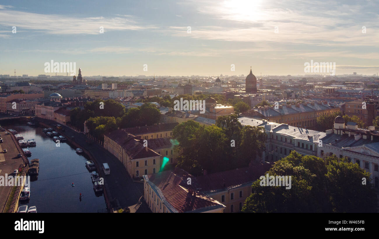 Panorama of Saint Petersburg, on the Moika river the aerial photo ...