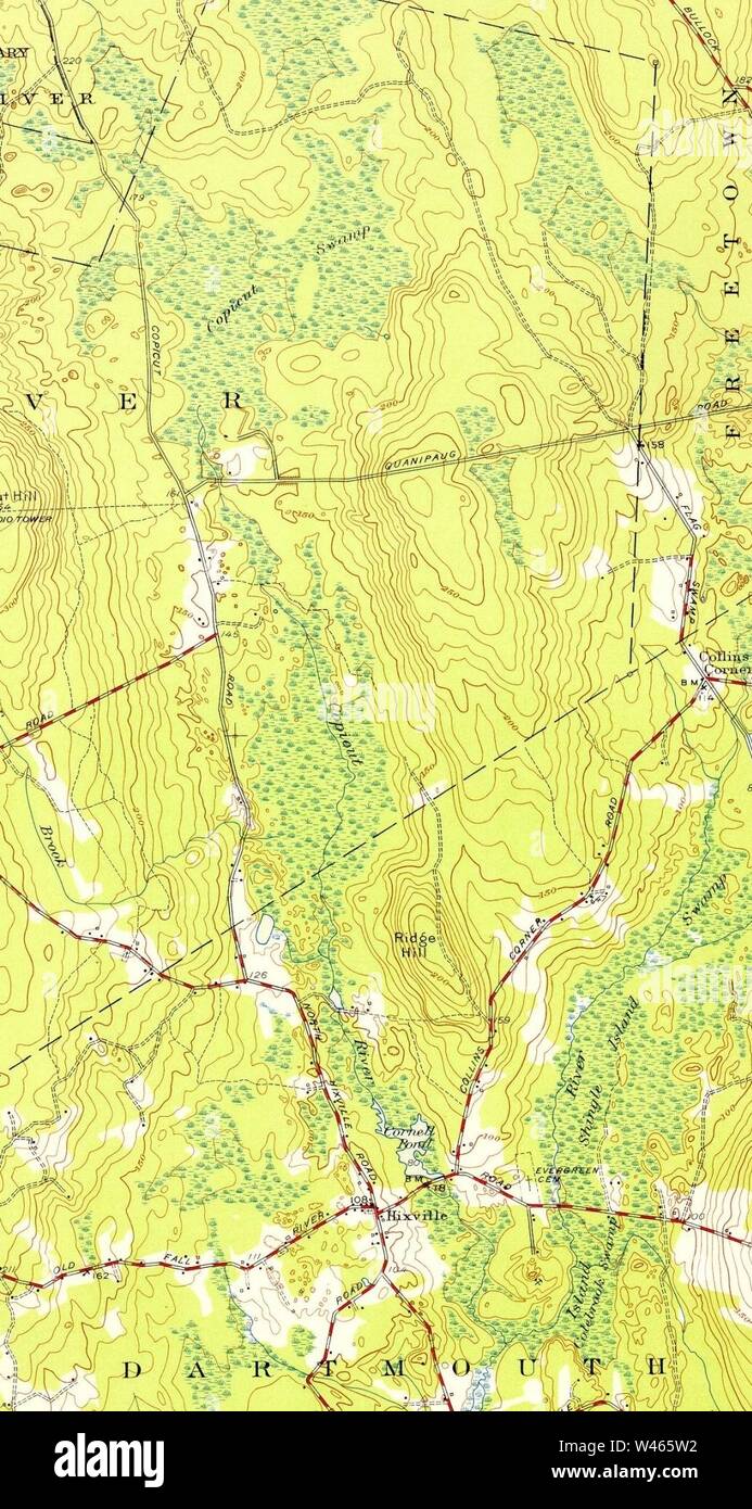 Copicut River (Massachusetts) map Stock Photo - Alamy