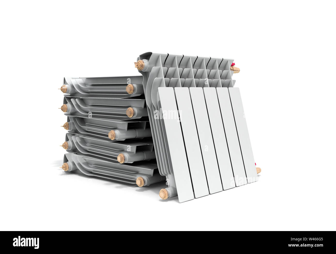 heating radiators in stack on white 3D rendering Stock Photo - Alamy
