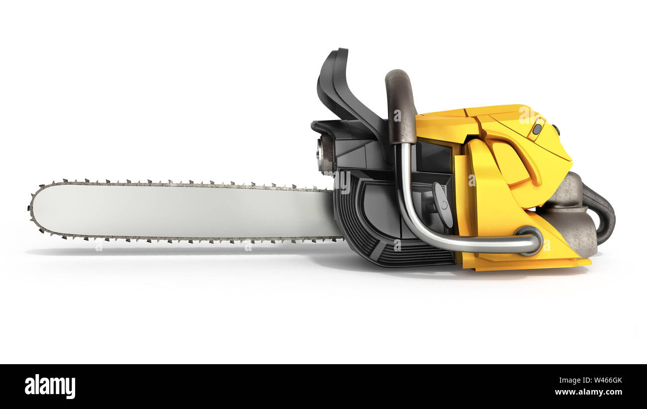 Chainsaw on white background 3d illustration no shadow Stock Photo - Alamy
