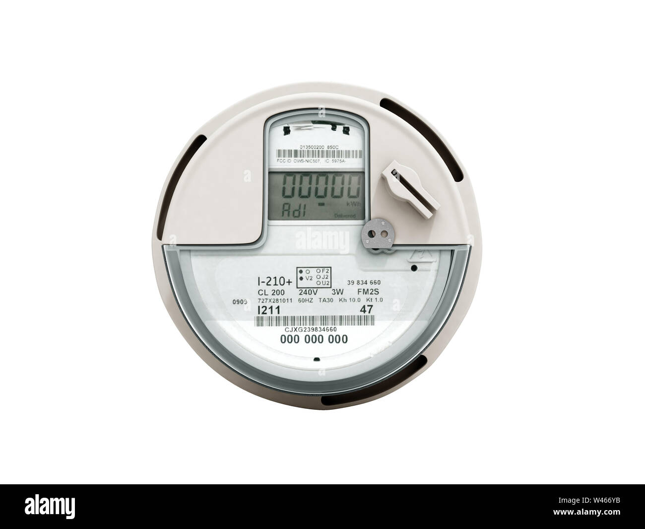 Modern digital electric meter 3d render on white no shadow Stock Photo ...
