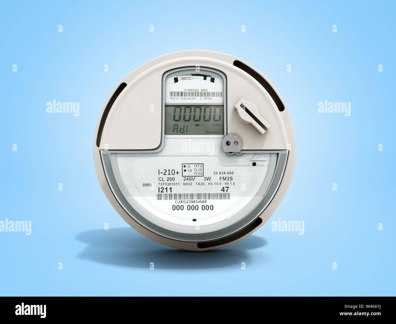 Modern digital electric meter 3d render on blue Stock Photo - Alamy