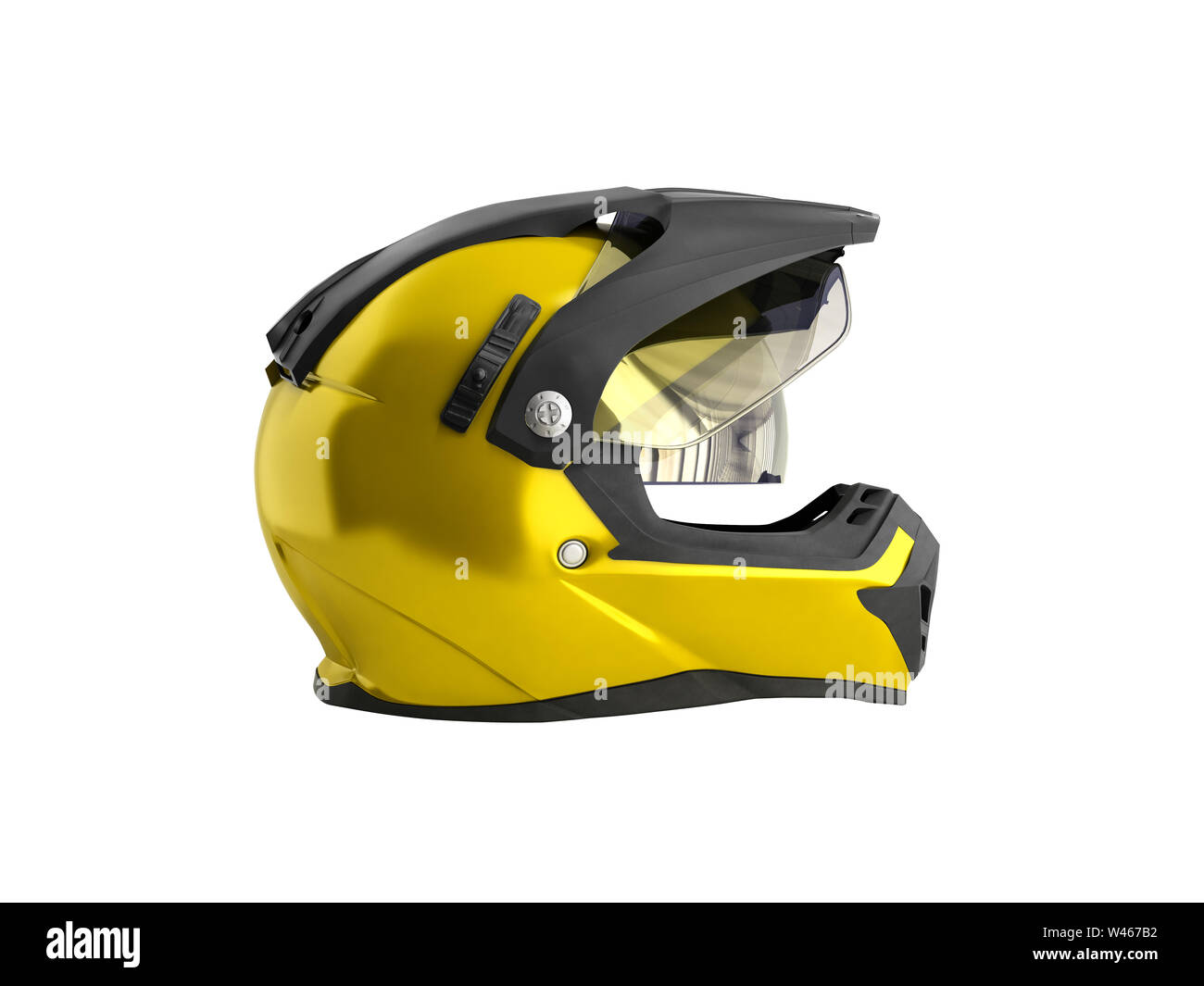 yellow motocross helmet 3d render on white background no shddow Stock ...