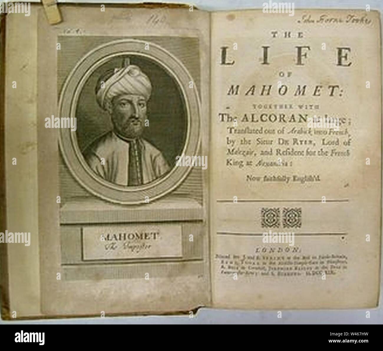 Coran anglais XVIIIe Mahomet portrait Stock Photo - Alamy