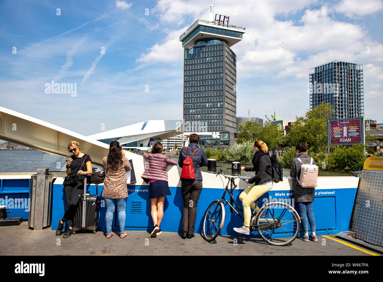 Amsterdam, Netherlands, passenger ferry on the river Ij, on the way to ...