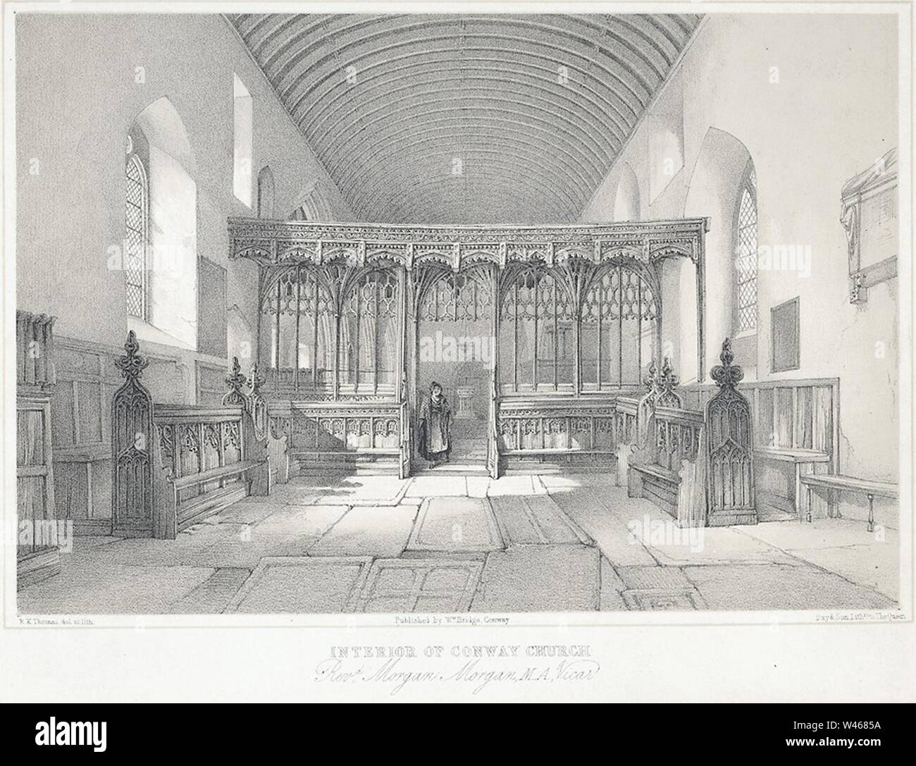 Interior Of Conway Church - Revd. Morgan Morgan, M.A., Vicar Stock ...