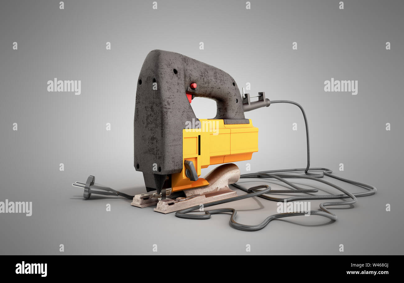 electrical jigsaw 3d render on a grey background Stock Photo - Alamy