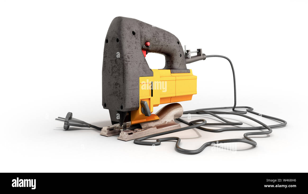 electrical jigsaw 3d render on a white background Stock Photo - Alamy