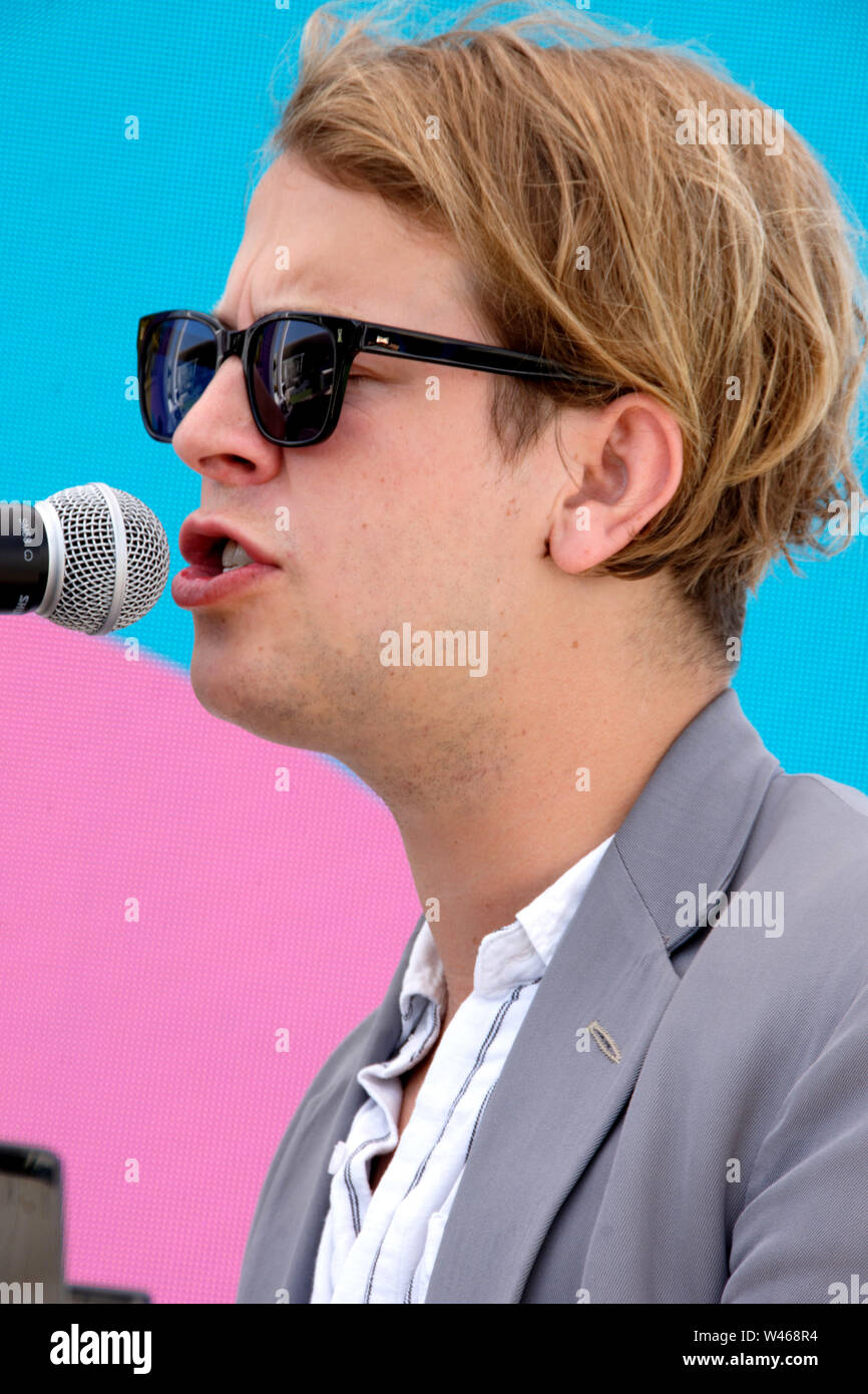 British singer Tom Odell performs during the 2019 Cannes Lions Festival ...