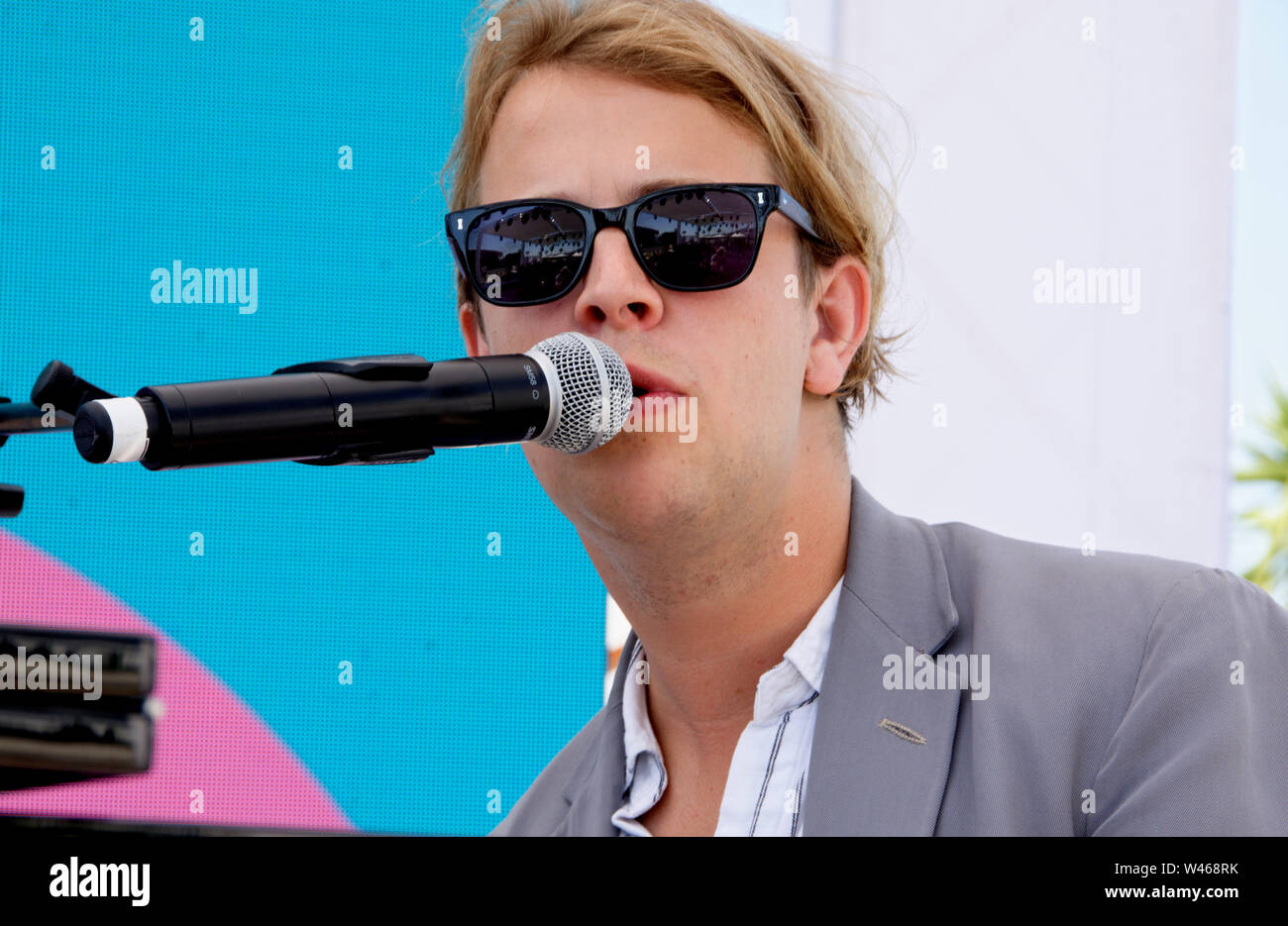 British singer Tom Odell performs during the 2019 Cannes Lions Festival ...