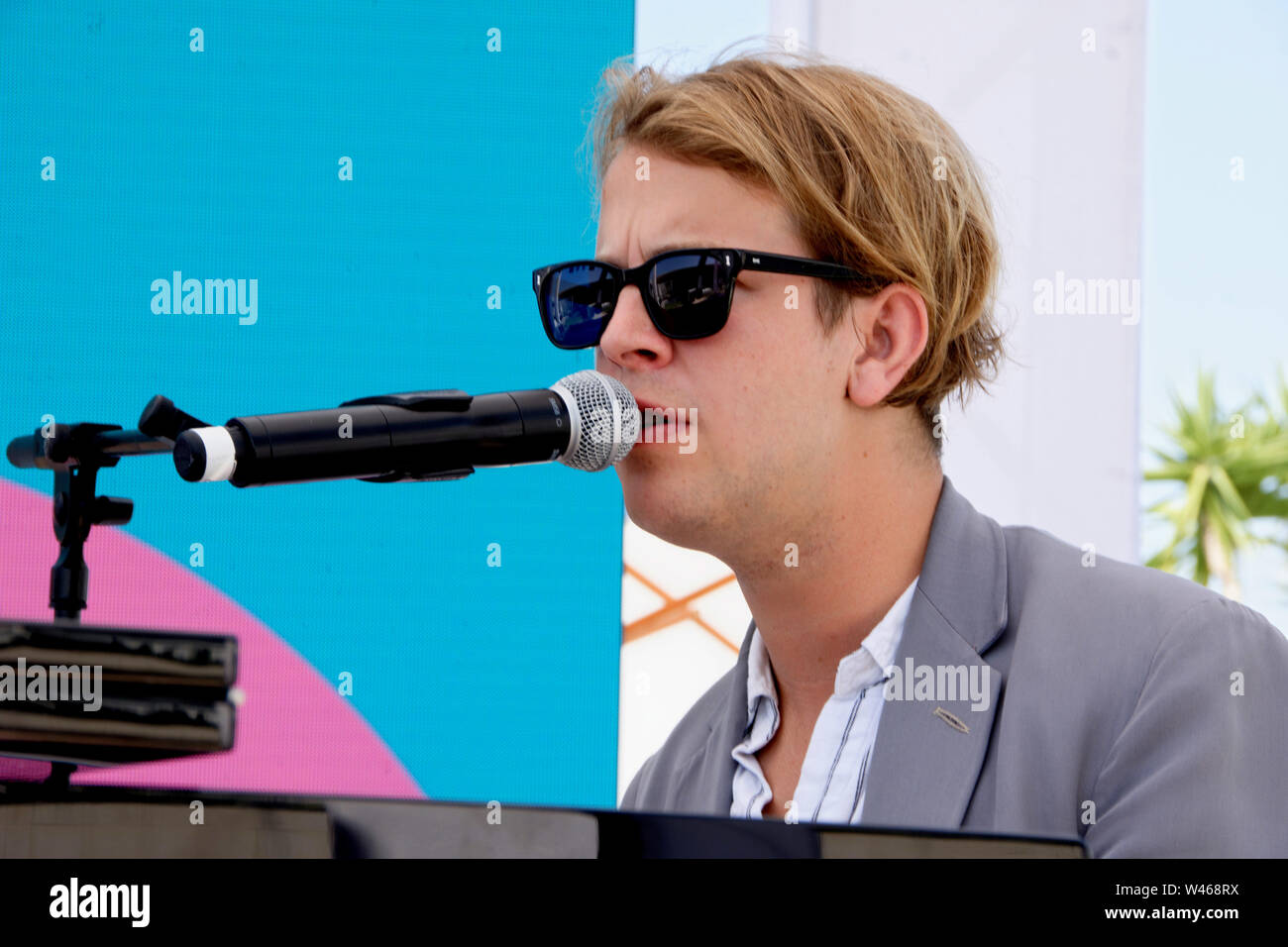British singer Tom Odell performs during the 2019 Cannes Lions Festival ...
