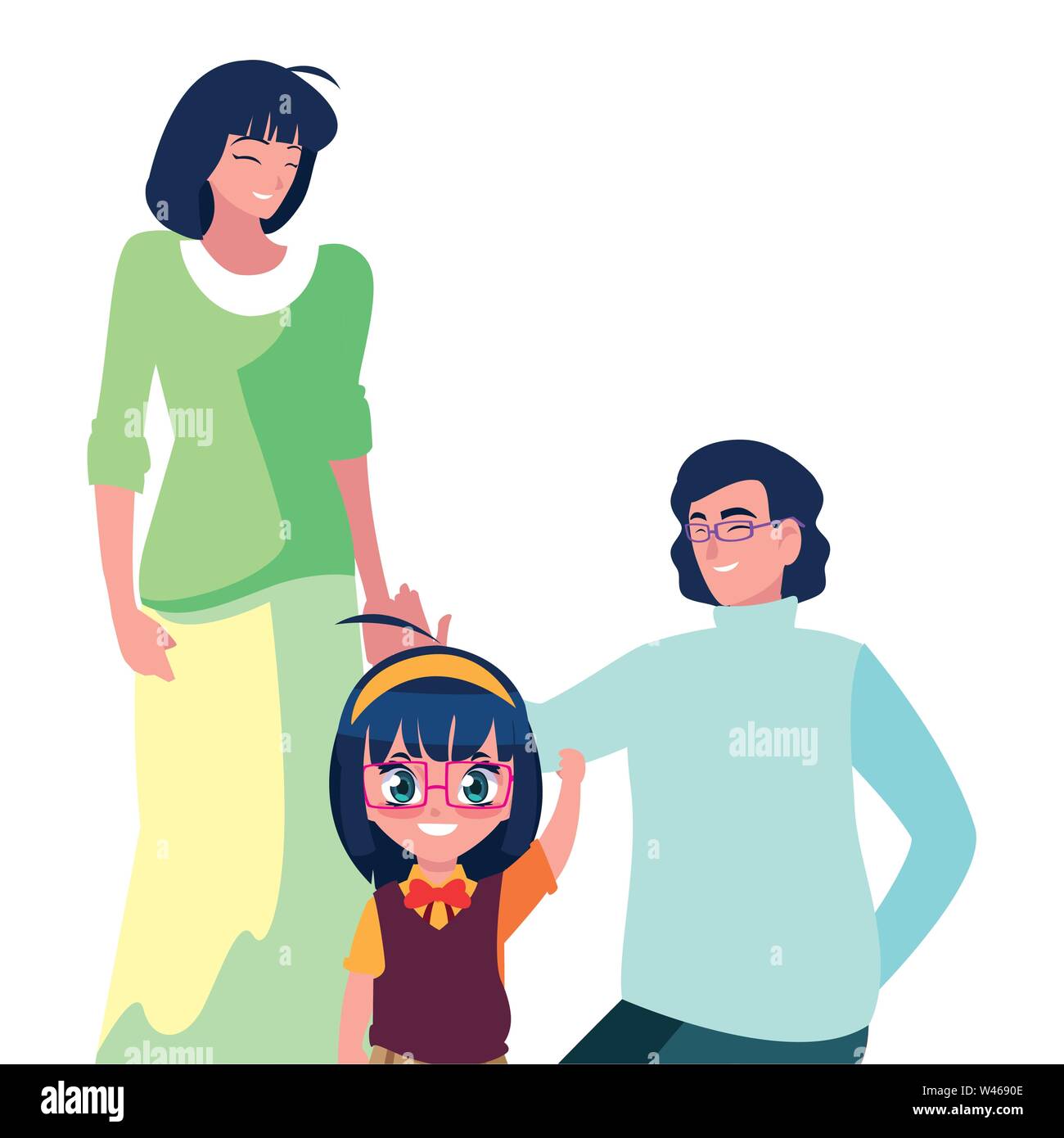 parents with school girl student vector illustration Stock Vector Image ...
