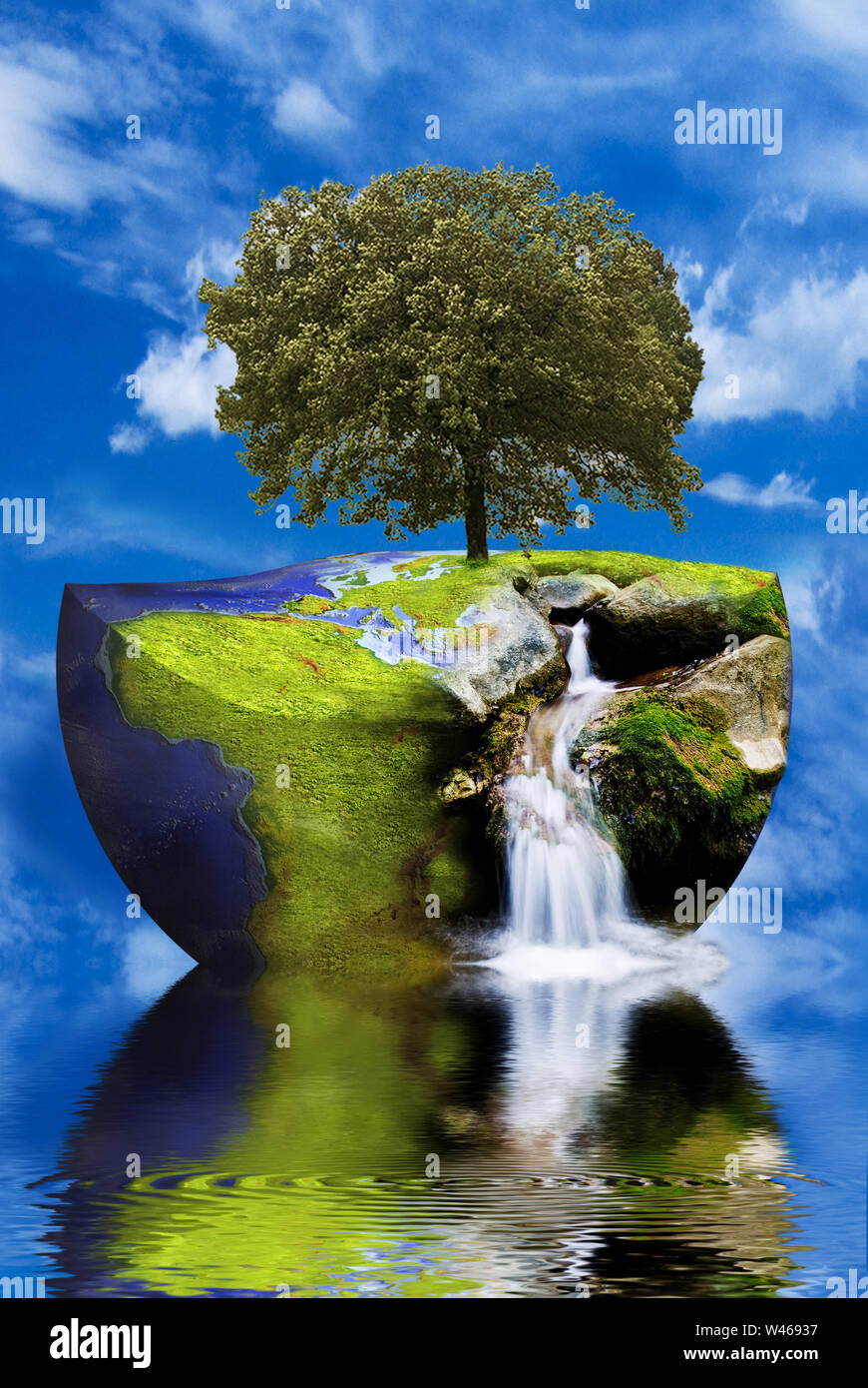 terrestrial globe formed by an ecological nature and an ideal habitat ...