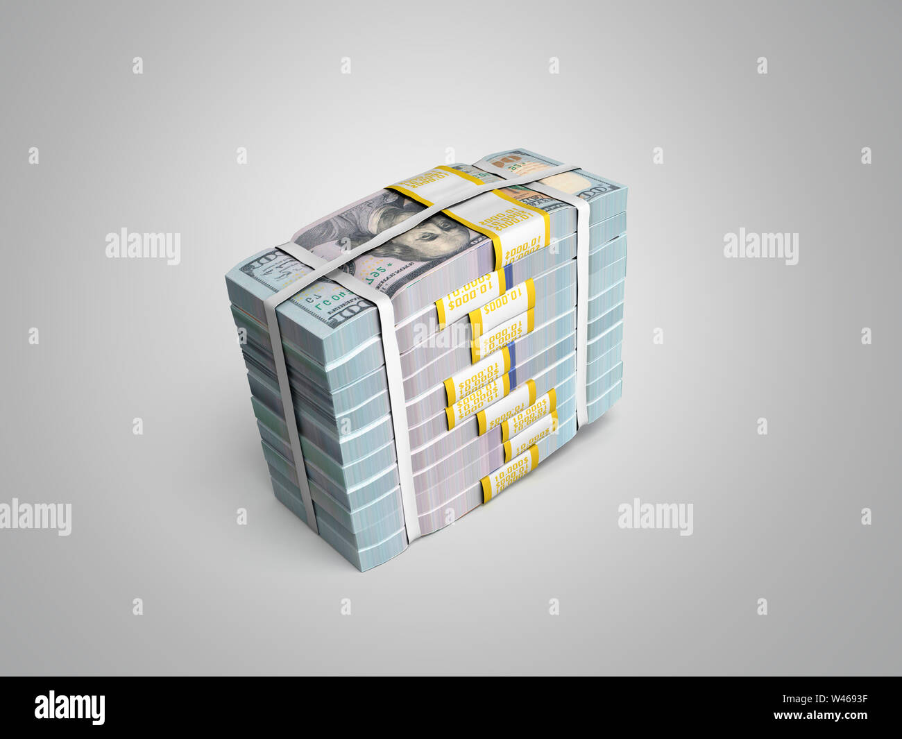 concept of money Deposite Big Stack of dollar bills Cash With Bow 3d ...