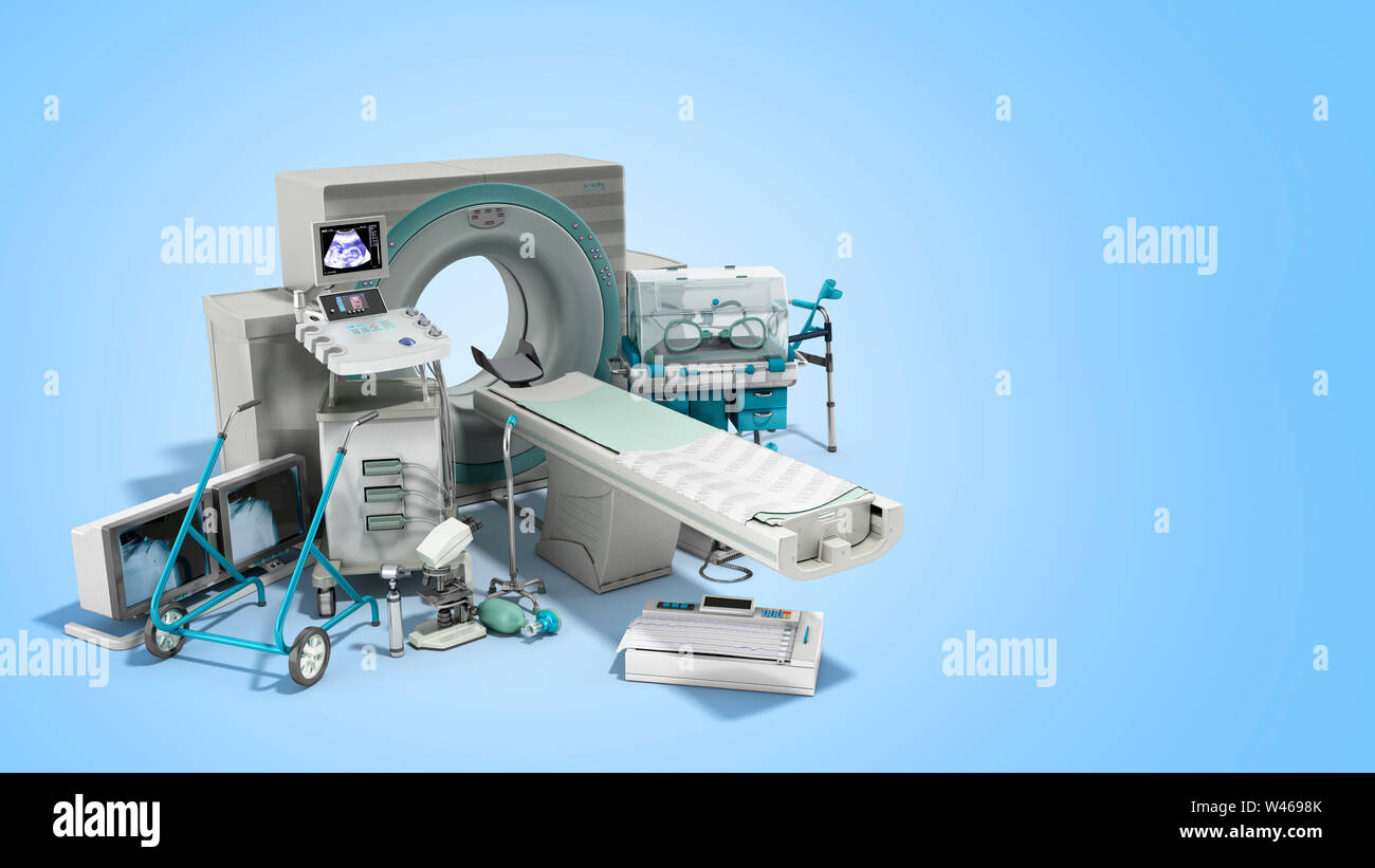 Modern technology in the medical technic 3d render on blue Stock Photo ...