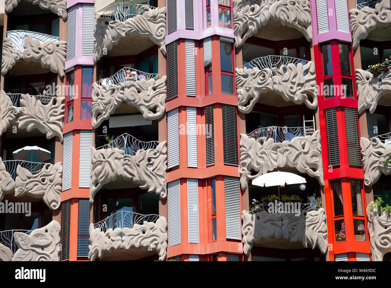 Colourful architecture in the Les Grottes area of Geneva Switzerland ...