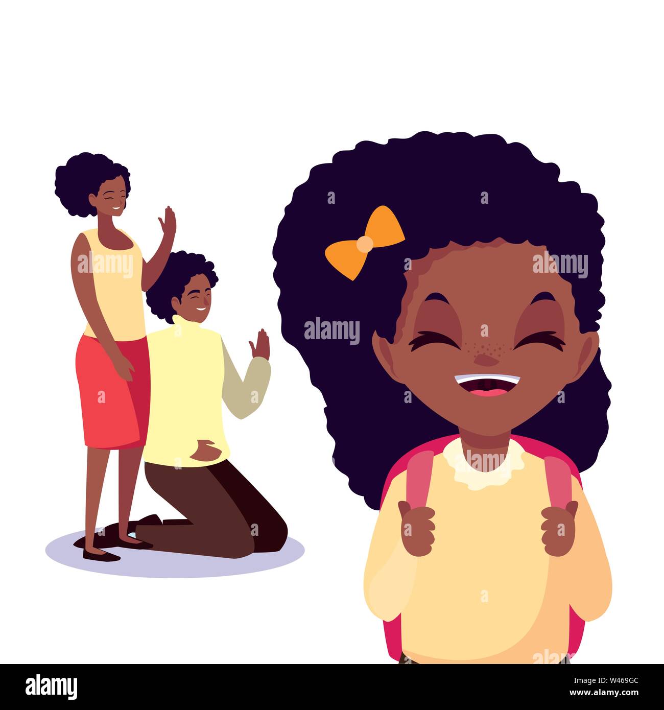 parents with school girl student vector illustration Stock Vector Image ...