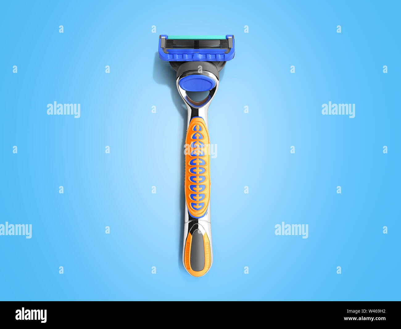 Mens razor 3d render on blue background Stock Photo - Alamy