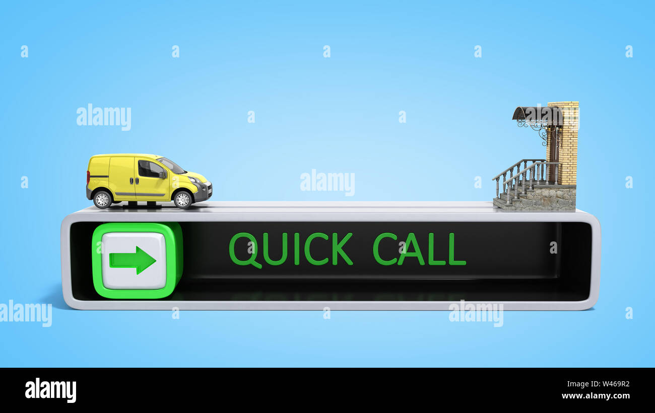 concept of fast order of express delivery at the door 3d render on blue ...