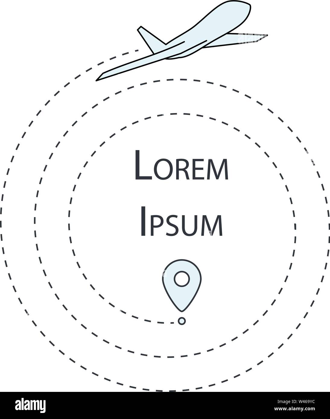 Line path of air plane with start point and dash line trace. Vector ...