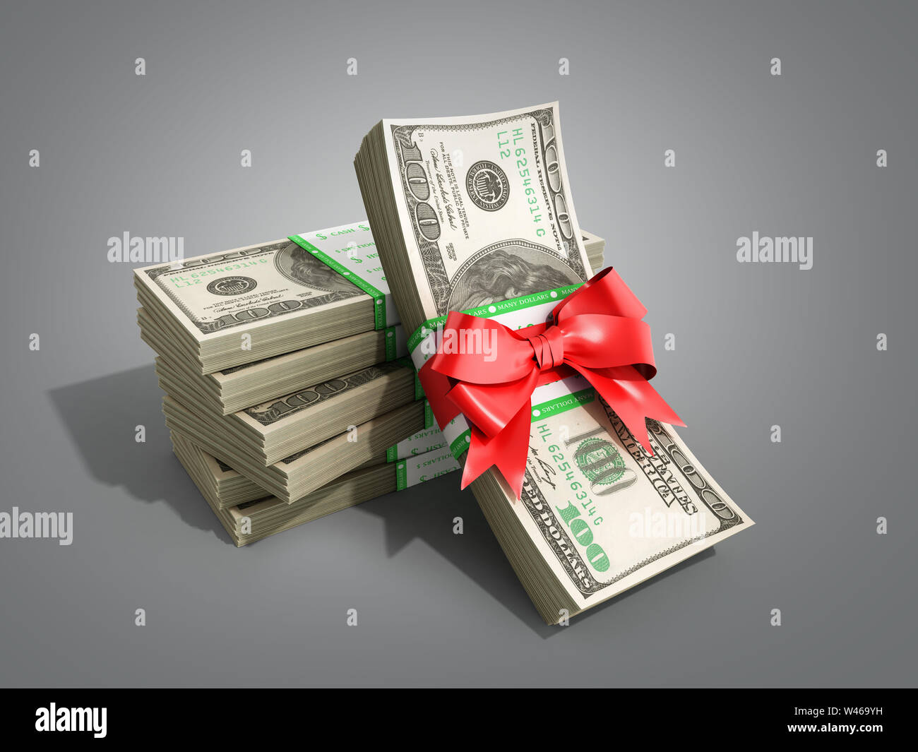 concept of money Deposite Bonus Stack of dollar bills Cash With Red Bow ...