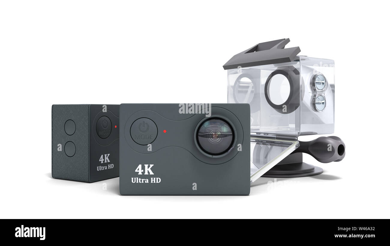 Camera Action Cam 3d render on a white background Stock Photo - Alamy
