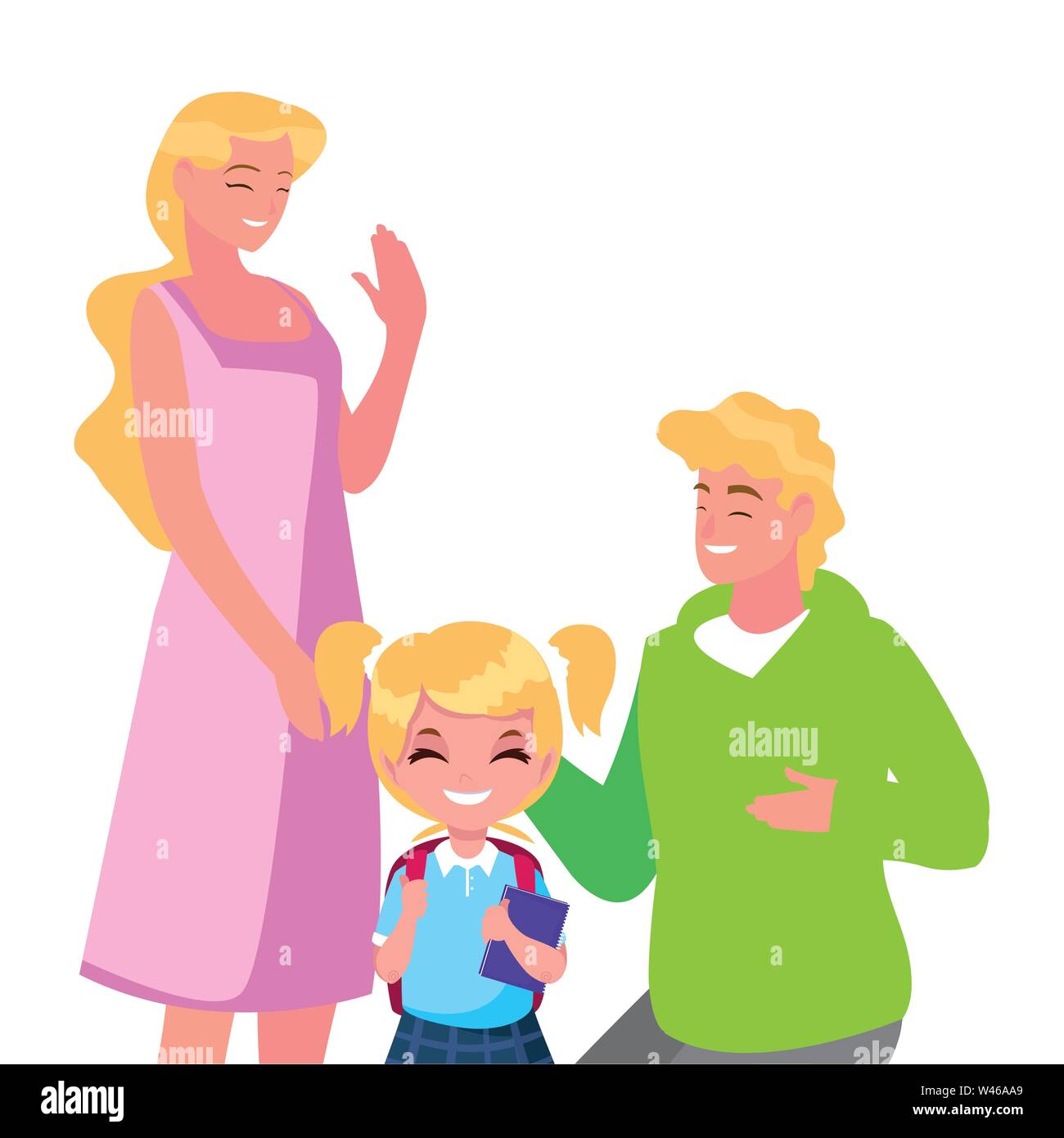 parents with school girl student vector illustration Stock Vector Image ...