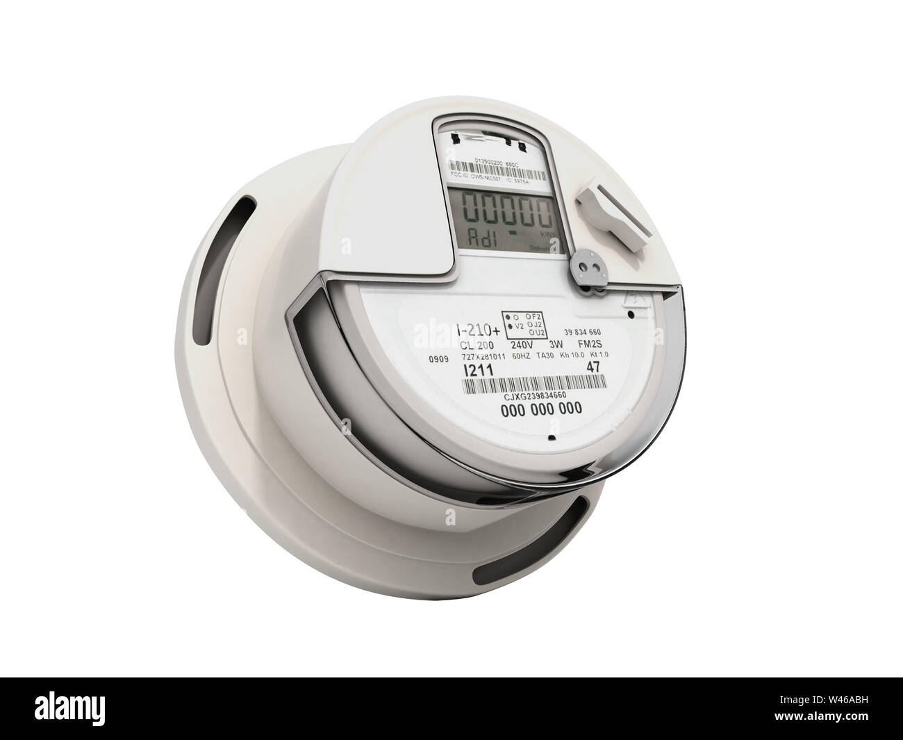 Modern digital electric meter 3d render on white no shadow Stock Photo ...