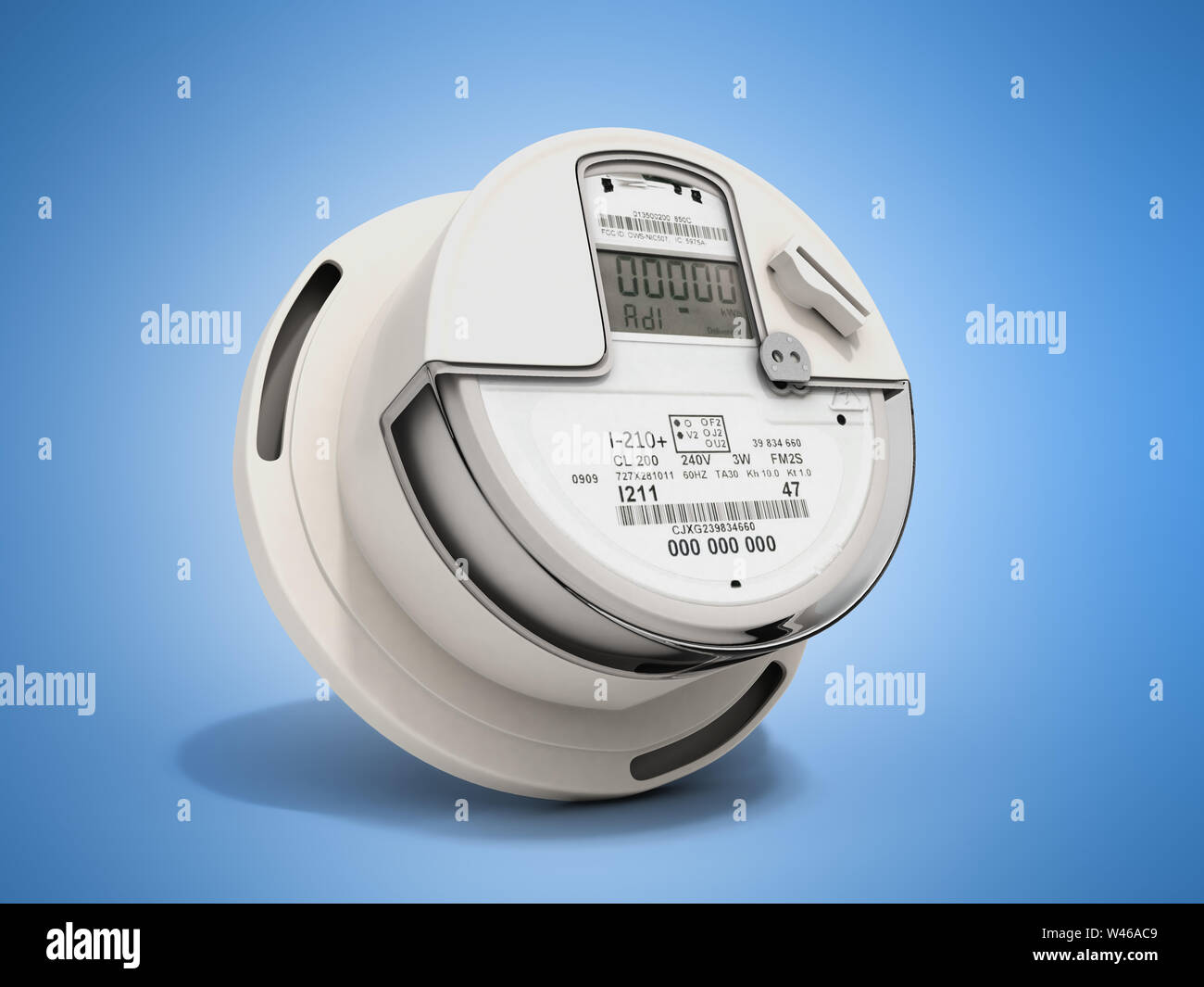 Modern digital electric meter 3d render on blue Stock Photo - Alamy