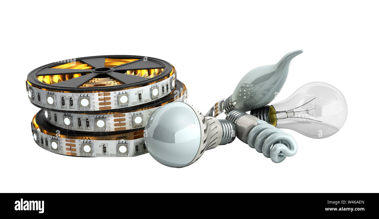 different Lighting Bulbs set 3d render on white background no shadow ...