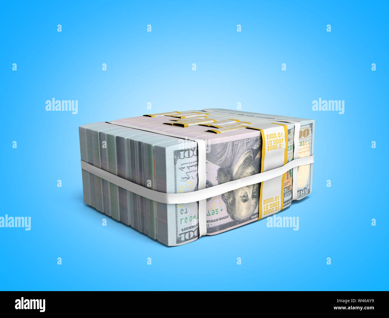 concept of money Deposite Big Stack of dollar bills Cash With Bow 3d ...