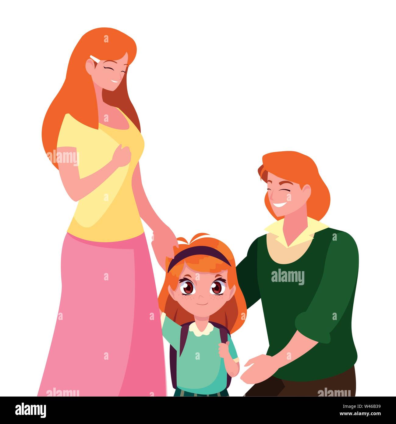 parents with school girl student vector illustration Stock Vector Image ...