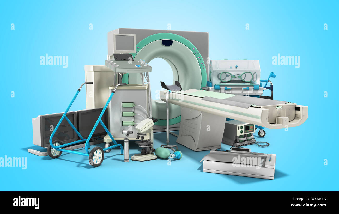 Modern technology in the medical technic 3d render on blue Stock Photo ...