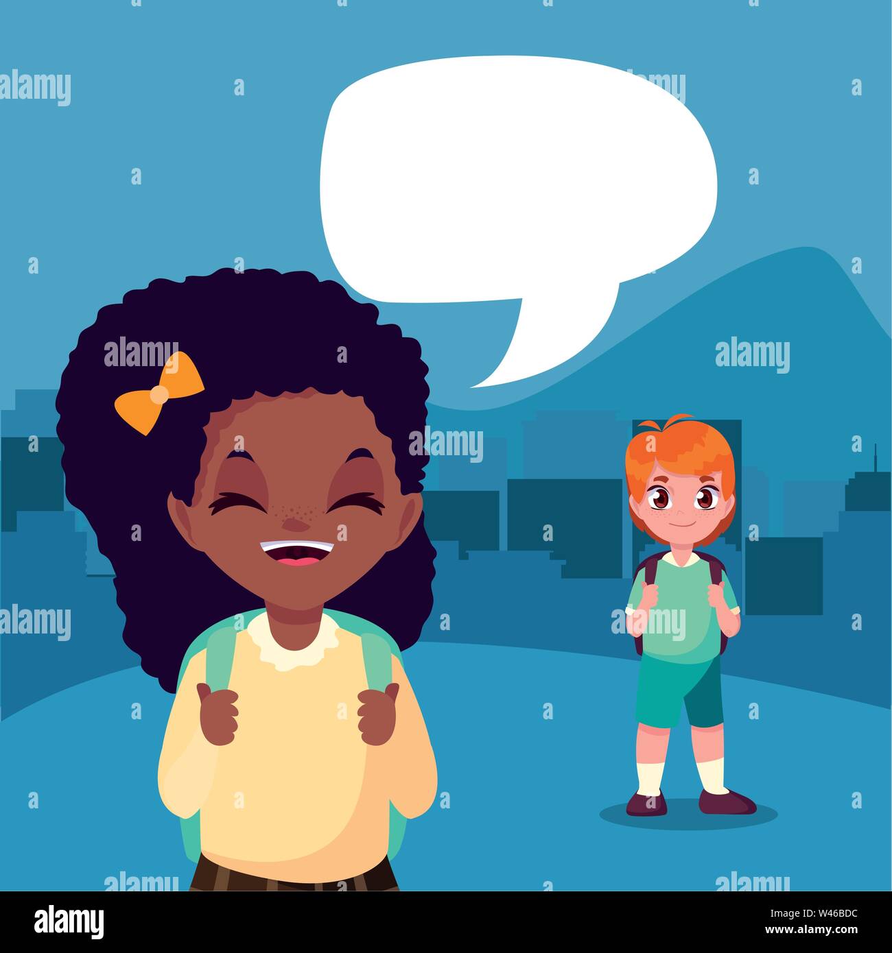student boy and girl talking back to school vector illustration Stock ...