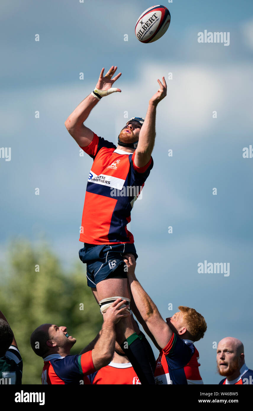 Rugby players in action Stock Photo - Alamy