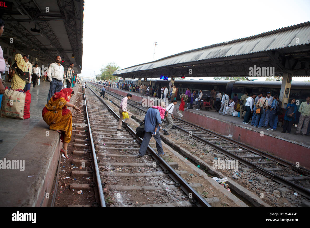 Indian railway track crossing hi-res stock photography and images - Alamy