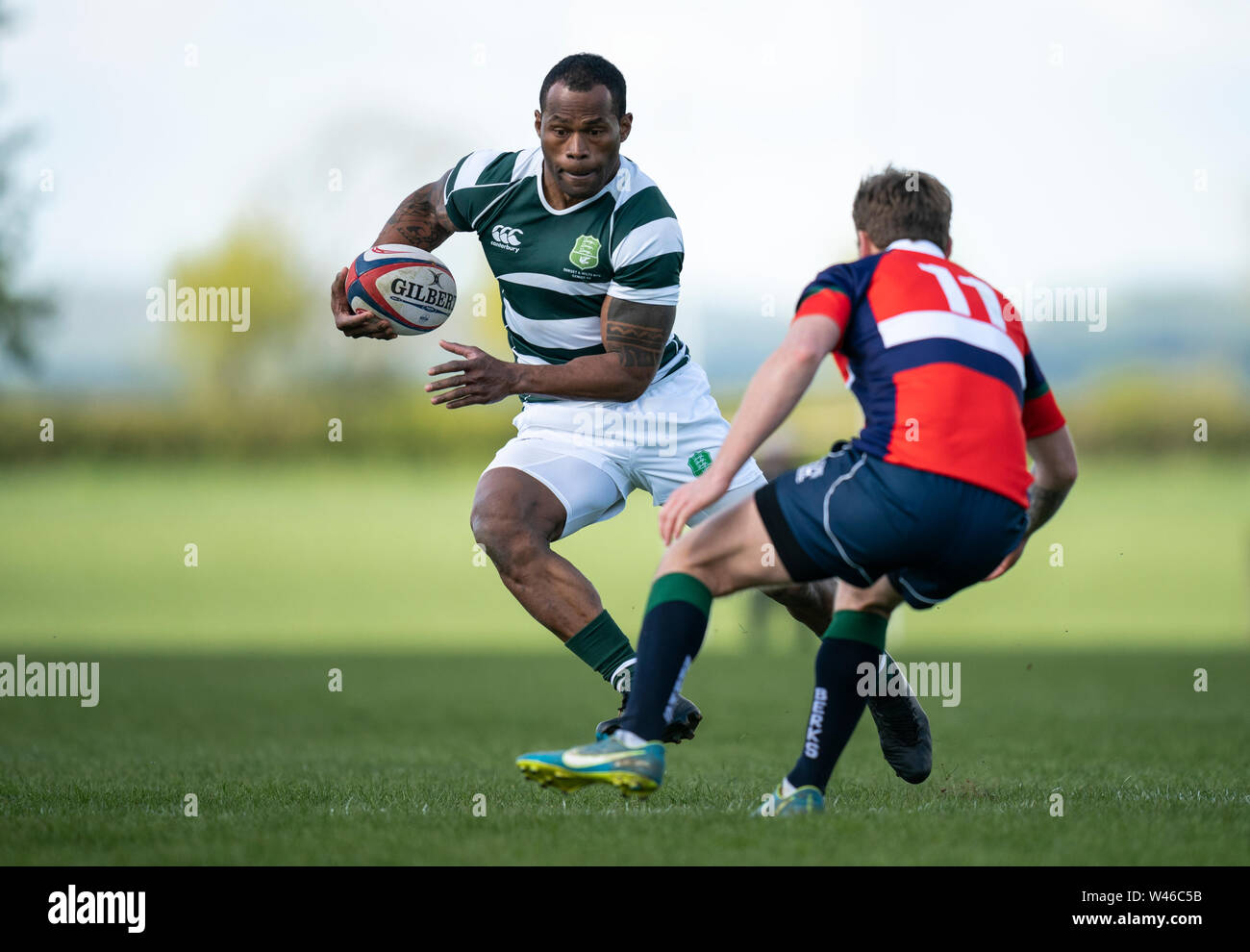 Rugby players in action Stock Photo - Alamy