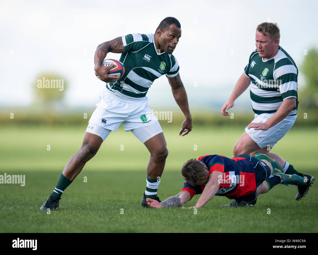 Rugby players in action Stock Photo - Alamy