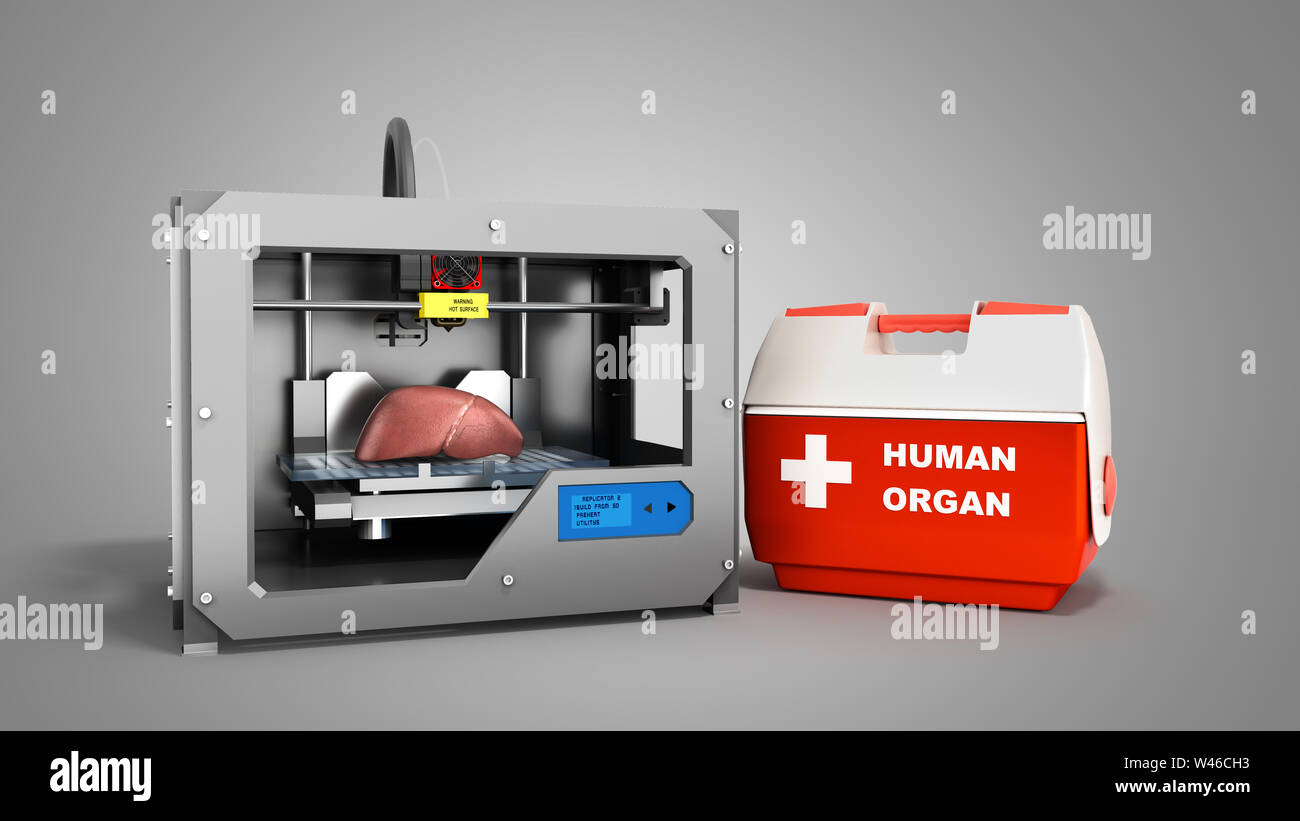 concept of transplantation process of creating human organs using 3D ...