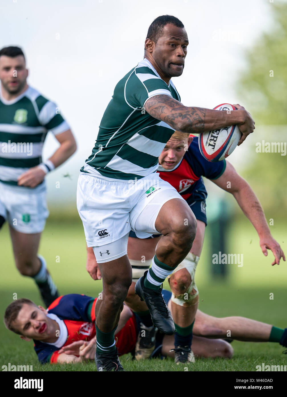 Rugby players in action Stock Photo - Alamy