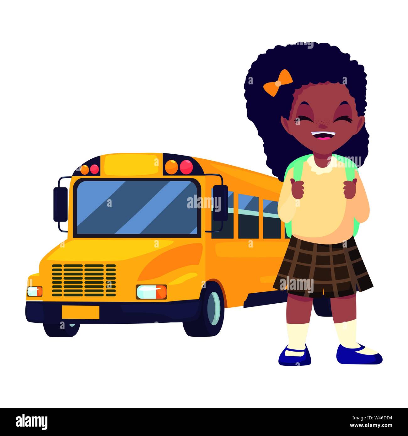 student girl with bus back to school vector illustration Stock Vector ...