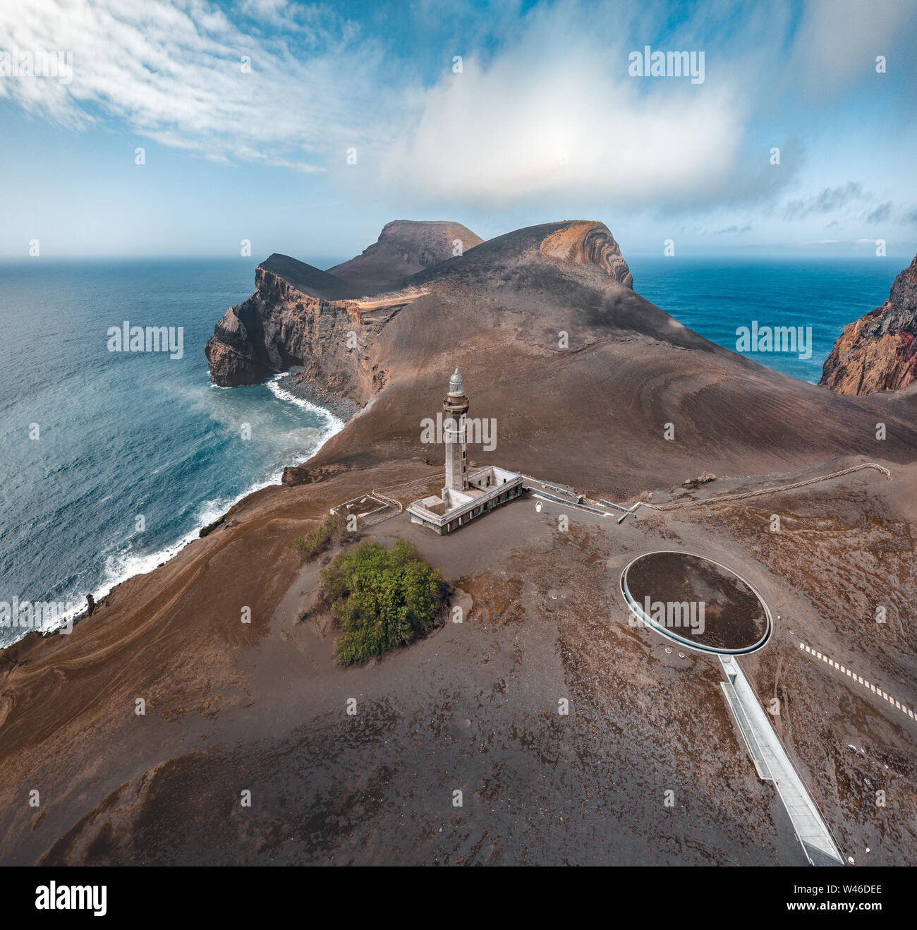 View over Capelinhos volcano, lighthouse of Ponta dos Capelinhos on ...