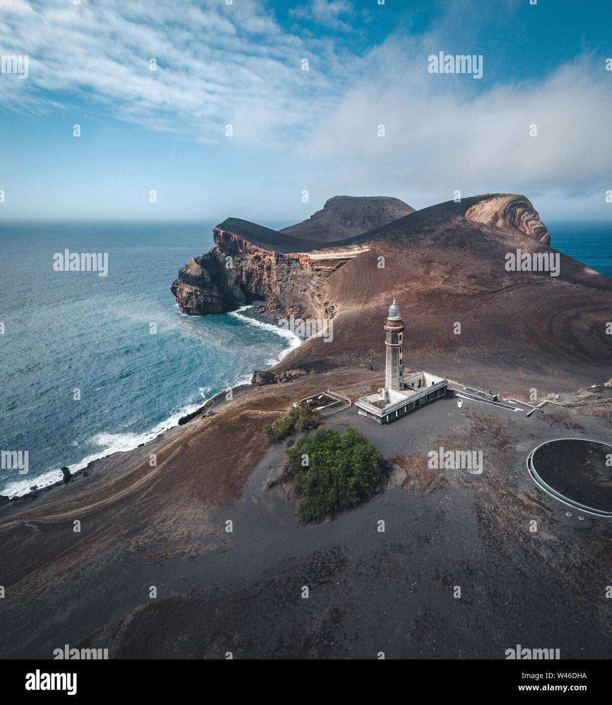 View over Capelinhos volcano, lighthouse of Ponta dos Capelinhos on ...