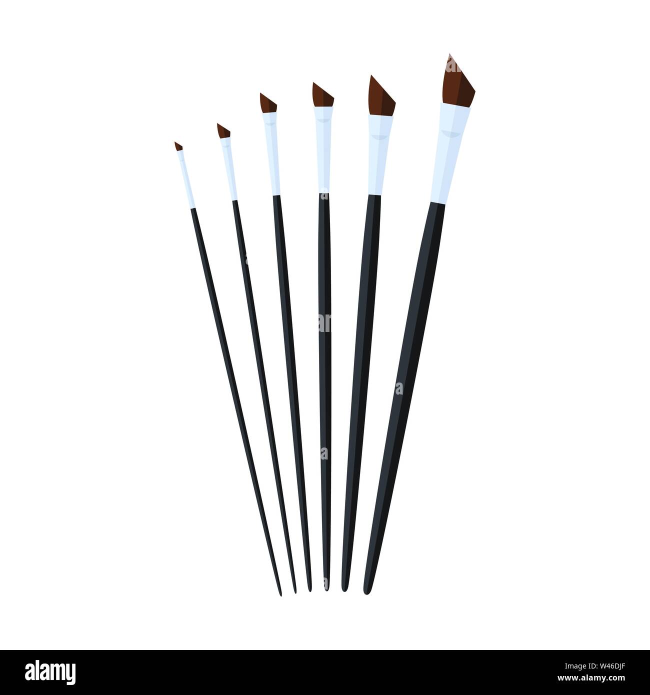 set of angular paint brush stationary, collection of color painting ...
