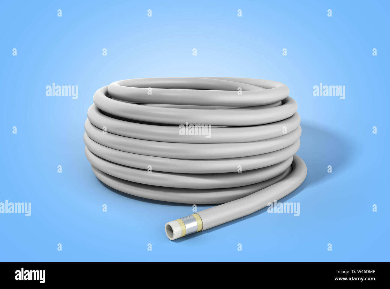 hose of plastic water pipes in layers 3d render on blue Stock Photo - Alamy
