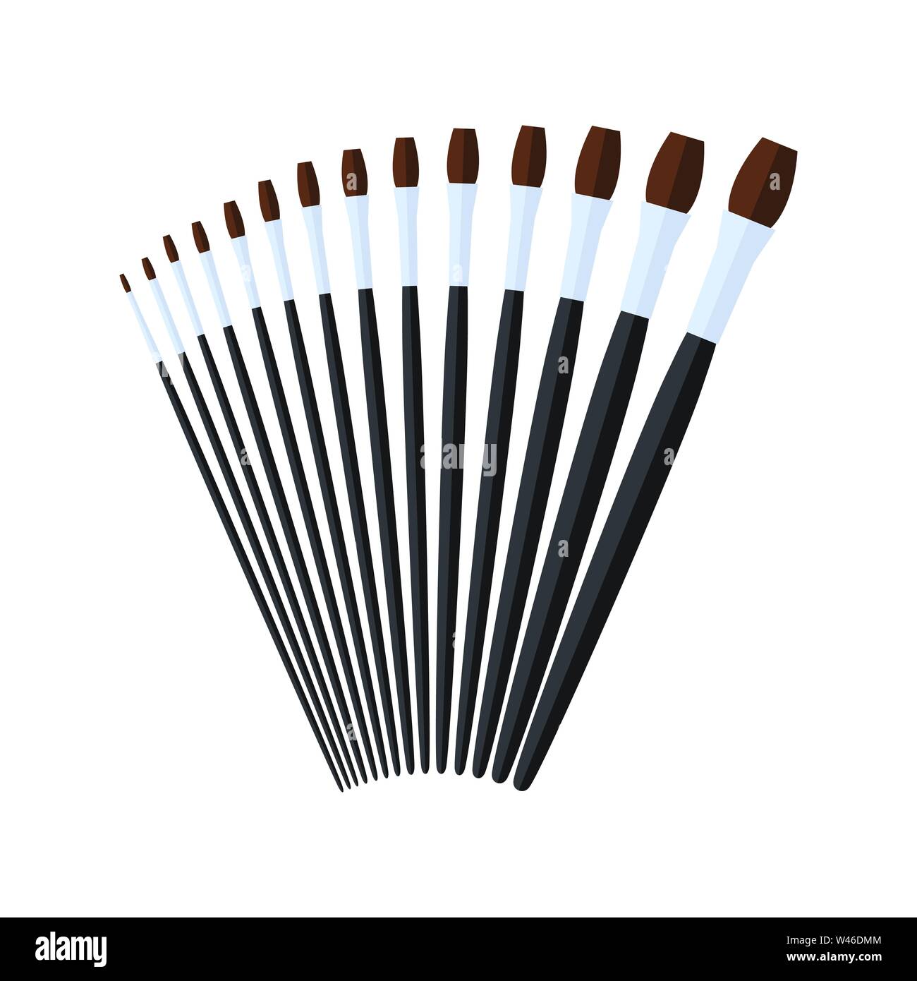 set of long filbert paint brush stationary, collection of color ...