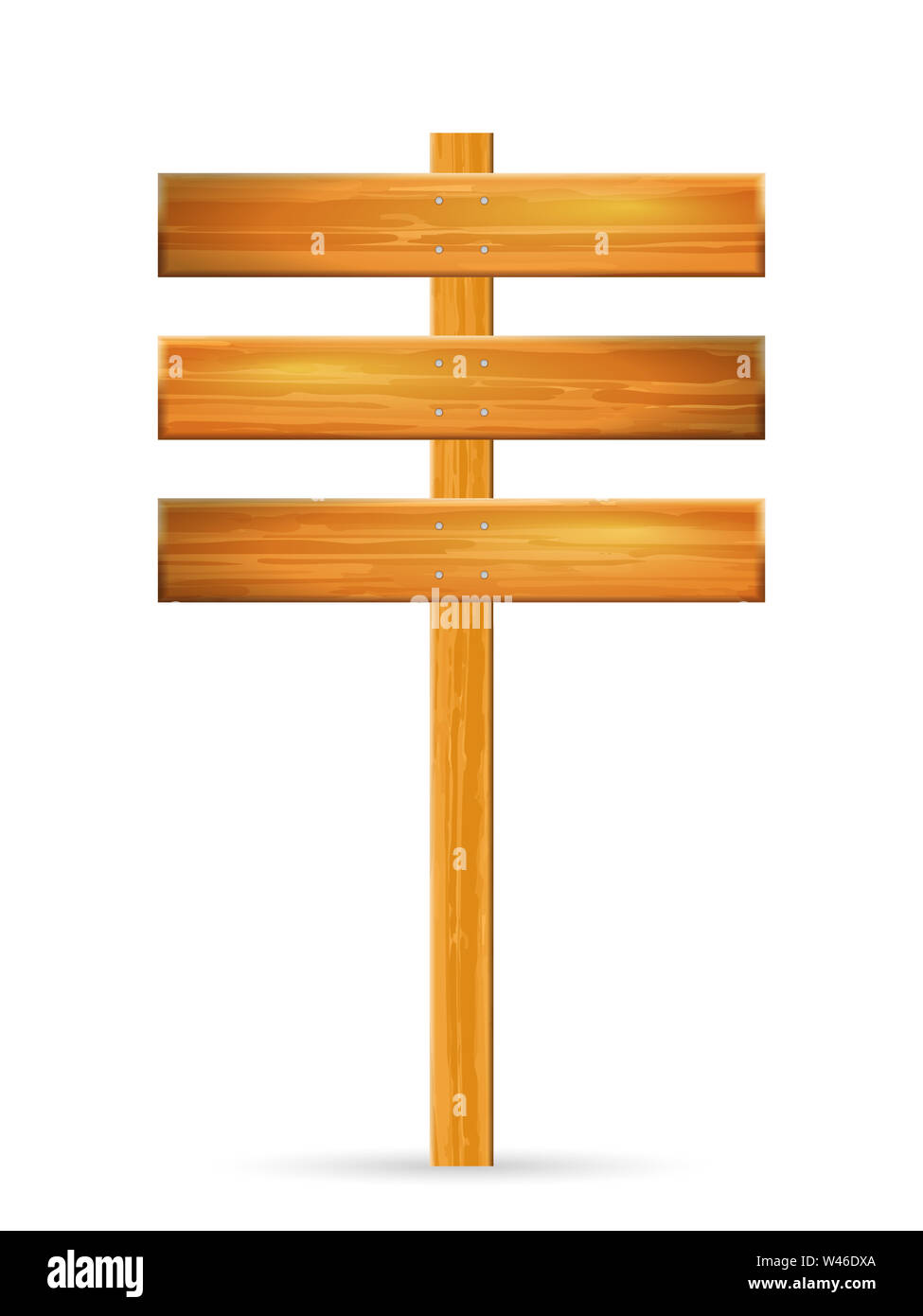 Wooden sign post on a white background Stock Photo - Alamy